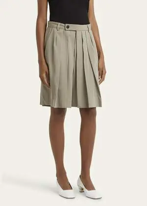 SETCHU Hakama Pleated Wool Shorts - Beige