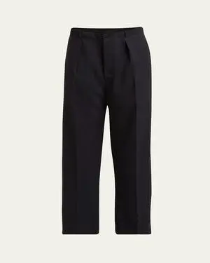 SETCHU Pleated Wool Gabardine Chino Pants - Navy