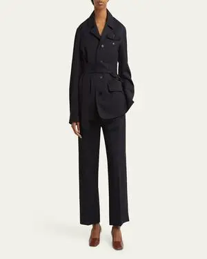 SETCHU Pleated Wool Gabardine Chino Pants