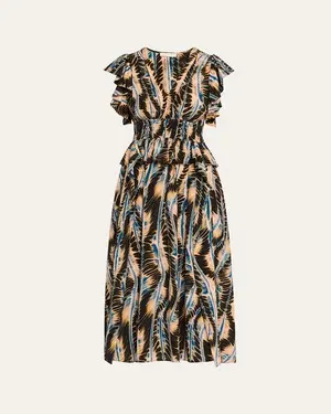 Ulla Johnson Ulla Johnson Brielle Printed Midi Dress - River
