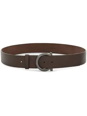 FERRAGAMO Gancini Leather Belt - Brown
