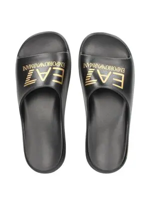 EA7 Logo-print Slides - Black