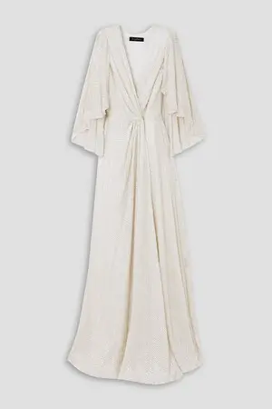 Jenny Packham Jenny Packham Cape-Effect Sequined Gown - Off-white