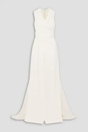 Talbot Runhof Draped Crepe Jumpsuit - Ivory