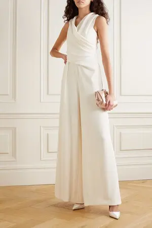 Talbot Runhof Draped Crepe Jumpsuit