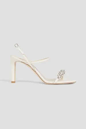 JIMMY CHOO Meira 85 Crystal-embellished Leather Slingback Sandals