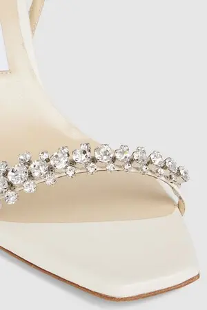 JIMMY CHOO Meira 85 Crystal-embellished Leather Slingback Sandals