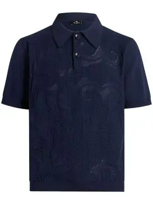 Etro Textured Knit Polo Shirt - Blue