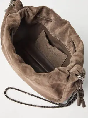 Brunello Cucinelli Suede Shoulder Bag - Brown