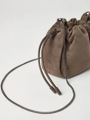 Brunello Cucinelli Suede Shoulder Bag - Brown