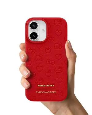 MAISON DE SABRE Hello Kitty Leather Phone Case - Pomegranate Red