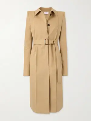 Alexander McQueen Belted Cotton-gabardine Trench Coat