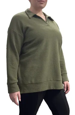 STANDARDS & PRACTICES Johnny Collar Long Sleeve Top - Olive
