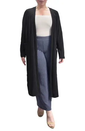 STANDARDS & PRACTICES Striped Side Slit Duster - Black