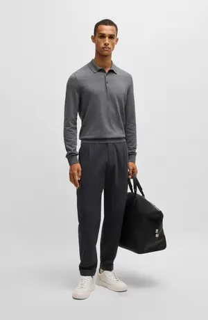BOSS Gemello Cotton Polo Sweater - Medium Grey
