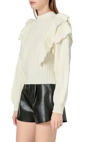 Endless Rose Ruffle Cable Stitch Sweater