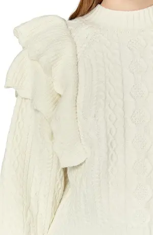 Endless Rose Ruffle Cable Stitch Sweater