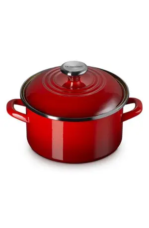 LE CREUSET Enameled Stainless Steel Petite Stock Pot - Cerise
