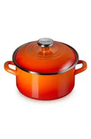 LE CREUSET Enameled Stainless Steel Petite Stock Pot - Flame