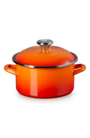 LE CREUSET Enameled Stainless Steel Petite Stock Pot - Flame