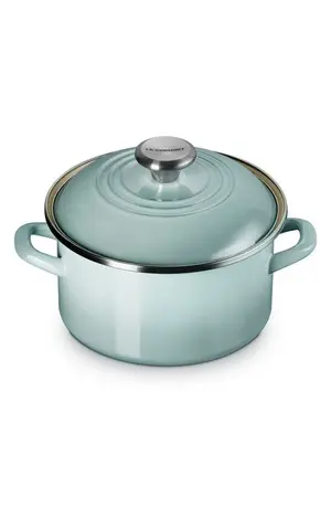 LE CREUSET Enameled Stainless Steel Petite Stock Pot - Sea Salt