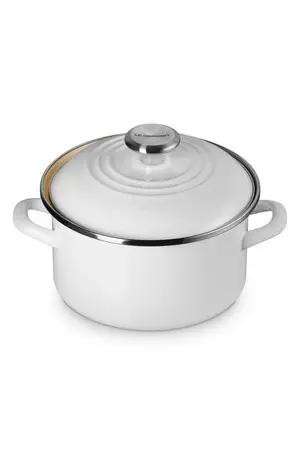 LE CREUSET Enameled Stainless Steel Petite Stock Pot - White