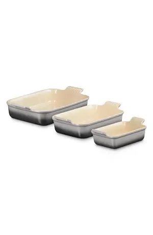 LE CREUSET Heritage Set Of 3 Rectangular Baking Dishes - Oyster