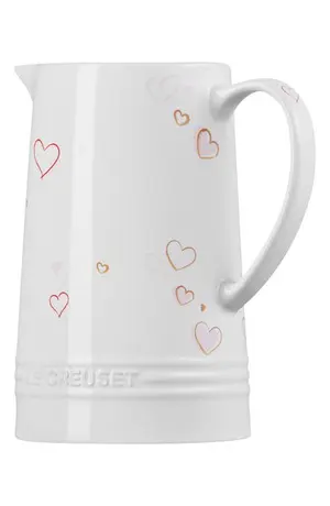 LE CREUSET Mon Coeur 1.6-quart Signature Stoneware Pitcher - White