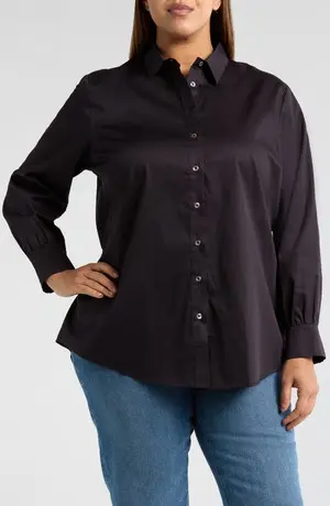 HARSHMAN Franklin Cotton Button-up Shirt - Black