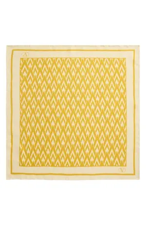 Valentino Garavani Toute La V Silk Square Scarf Yellow Multi