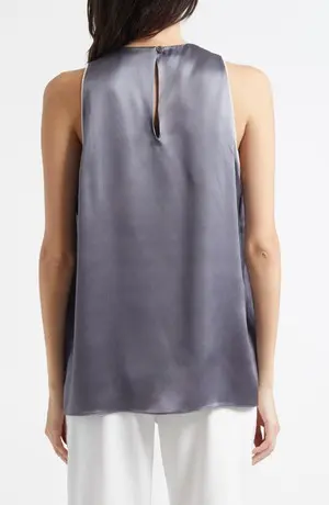 Eleventy Sleeveless Silk Charmeuse Top - Dust And Sand