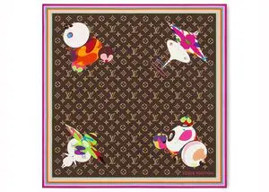 LOUIS VUITTON X Takashi Murakami Monogram Superflat Characters Square 70 - Brown