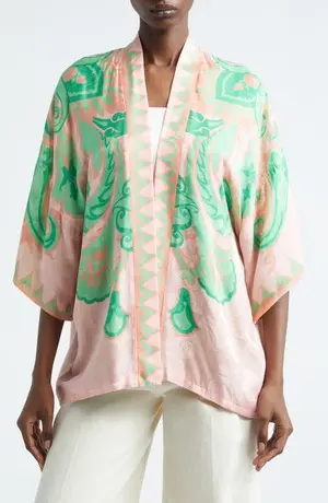 Etro Etro Floral Paisley Print Open Front Jacket Pink/green