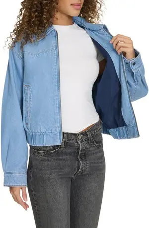 LEVI'S Western Denim Bomber Jacket - Light Wash Denim