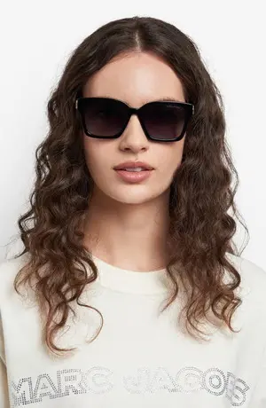 Marc Jacobs 53mm Gradient Square Sunglasses - Black/ Dark Grey Sf