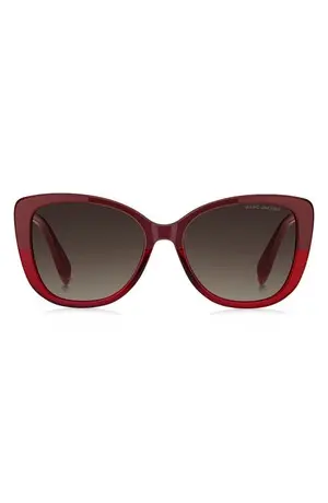 Marc Jacobs 55mm Gradient Cat Eye Sunglasses - Burgundy/ Brown