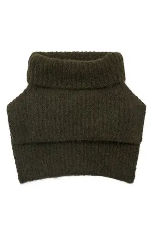 Mango Rib Turtleneck Snood - Khaki Green
