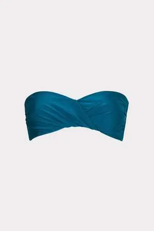 MILLY CABANA Milly Cabana Soleil Gloss Twist Bandeau Top Dark Teal