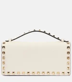 Valentino Garavani Rockstud Leather Wallet On Chain - White