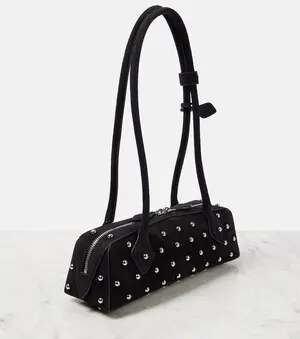 Alaïa Le Teckel Small Studded Suede Shoulder Bag