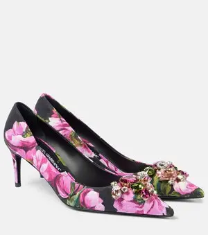 Dolce & Gabbana Lollo Embellished Floral Pumps - Black