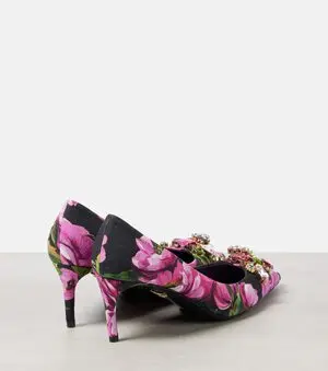 Dolce & Gabbana Lollo Embellished Floral Pumps - Black