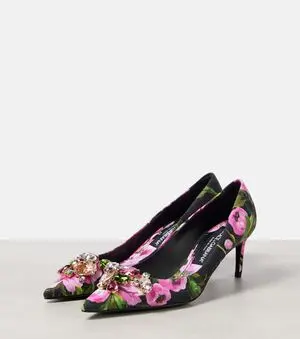 Dolce & Gabbana Lollo Embellished Floral Pumps - Black