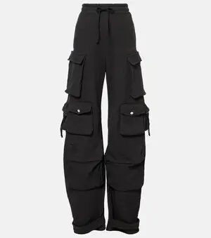 Attico Cotton Fleece Cargo Pants - Black