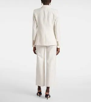 Veronica Beard Miller Striped Double-breasted Blazer - White