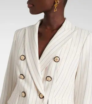 Veronica Beard Miller Striped Double-breasted Blazer - White