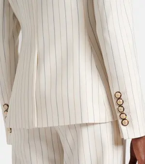 Veronica Beard Miller Striped Double-breasted Blazer - White