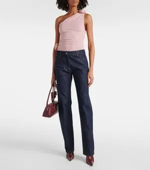 Magda Butrym Floral-appliqué One-shoulder Top - Pink