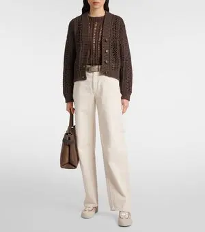 Brunello Cucinelli Monili Suede And Mesh Sneakers - Beige