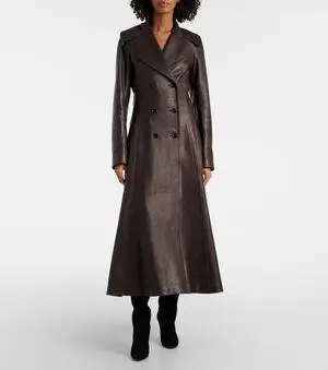 Alaïa Leather Double-breasted Coat